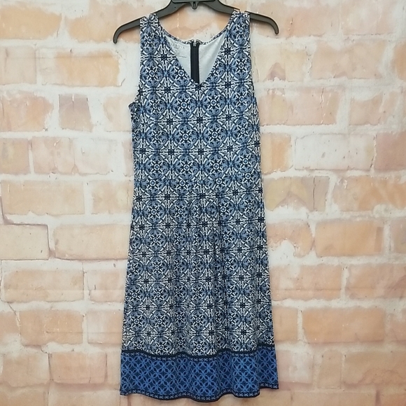 Talbots | Dresses | Talbots Blue Floral Midi Dress | Poshmark
